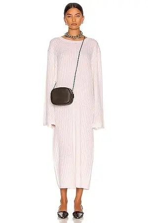 TOTEME Toteme Cable Knit Dress In Black Off-white