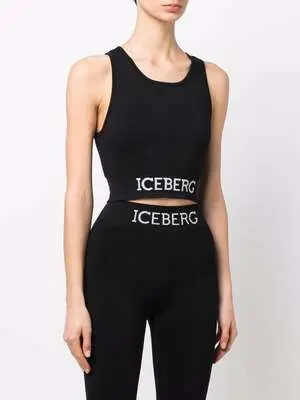 Iceberg Logo Print Cropped Tank Top