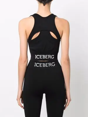 Iceberg Logo Print Cropped Tank Top