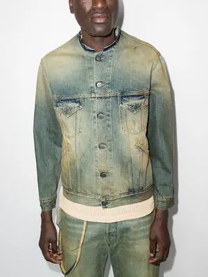 MAISON MARGIELA Raw-cut Collar Denim Jacket - Neutrals