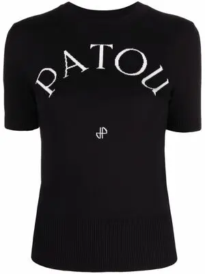 PATOU Logo-jacquard Knit Top - Black