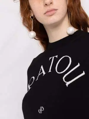 Patou Logo Intarsia-Knit Short Sleeve Jumper - Black | Editorialist
