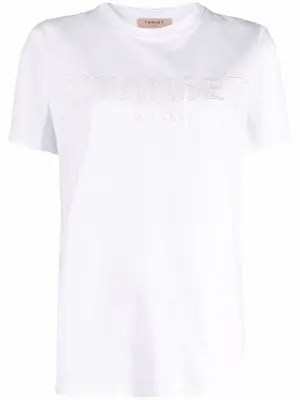 TWINSET Logo Embroidered T-shirt - White