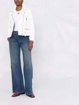 NILI LOTAN Bleach-effect Wide Leg Jeans