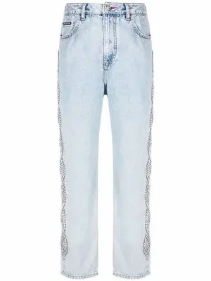 Philipp Plein Crystal Embellished Boyfriend Jeans