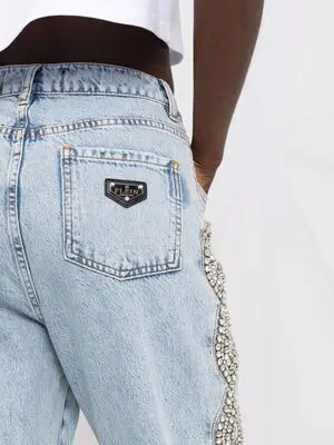 Philipp Plein Crystal Embellished Boyfriend Jeans