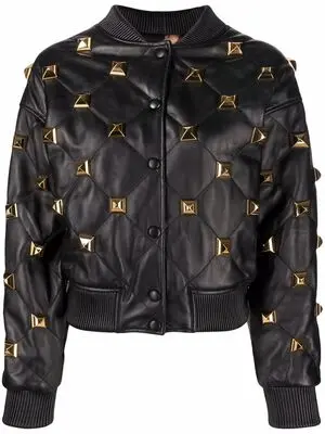 Philipp Plein Studded Quilted Bomber Jacket - Black