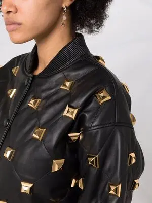 Philipp Plein Studded Quilted Bomber Jacket - Black
