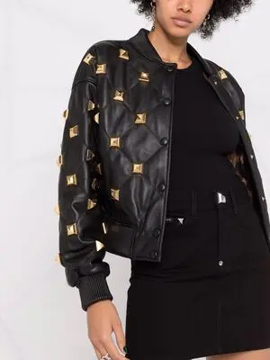 Philipp Plein Studded Quilted Bomber Jacket - Black