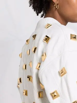 Philipp Plein Studded Quilted Bomber Jacket - White