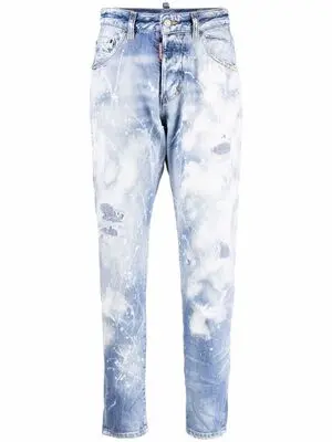 Dsquared2 Paint Splatter Tapered Jeans - Blue