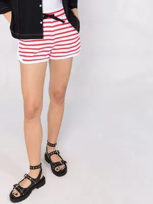 Red Valentino Drawstring-waist Striped Shorts - White