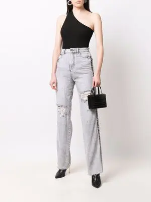 Philipp Plein Crystal Ripped Straight Jeans