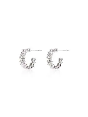 SUZANNE KALAN 18kt White Diamond Hoop Earrings - Gold