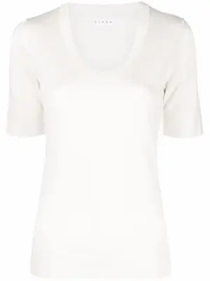 LISKA Round-neck Knitted Top - White