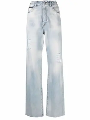 Philipp Plein Palazzo-cut High-waist Jeans