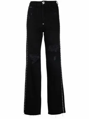 Philipp Plein Crystal-embellished Straight-leg Jeans