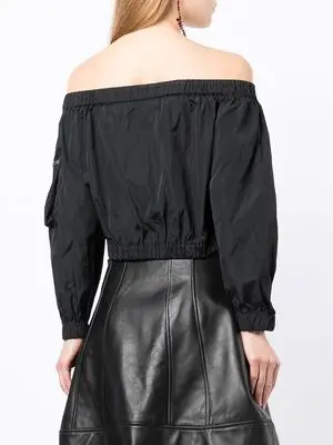 Red Valentino Off-shoulder Cropped Zip-up Jacket