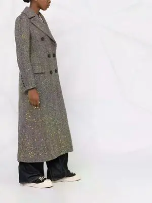GOLDEN GOOSE Berhen Long Herringbone Coat - Brown