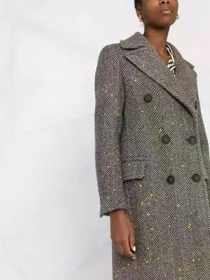 GOLDEN GOOSE Berhen Long Herringbone Coat - Brown