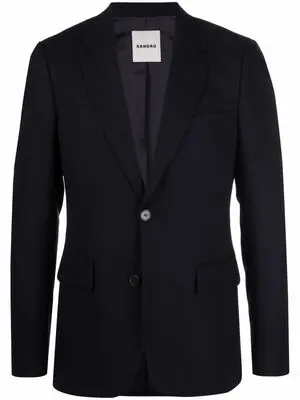 Sandro Wool Suit Jacket - Blue