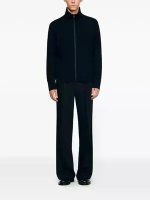 Sandro Zip-up Wool Blend High Neck Cardigan - Black