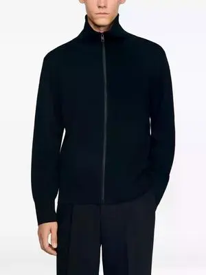 Sandro Zip-up Wool Blend High Neck Cardigan - Black