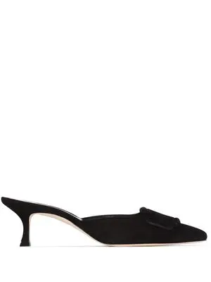 Manolo Blahnik Maysale 50mm Suede Mules - Black