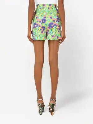 Dolce & Gabbana Floral-print High-waisted Shorts