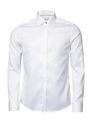 Eton Men's Slim-Fit Fly Front Twill Tuxedo Shirt - White  White