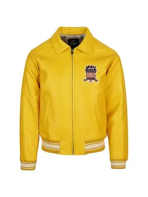 AVIREX Men's Icon Leather Jacket - Jet Black  Gold