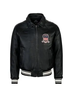 AVIREX Icon Leather Jacket - Jet Black