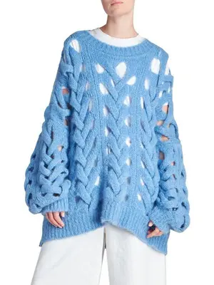 Isabel Marant Ella Oversized Openwork Sweater - Light Blue