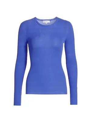 Michael Kors Hutton Ribbed Cashmere Sweater Azure