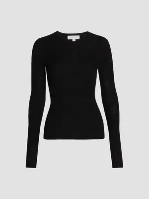 Michael Kors Hutton Ribbed Cashmere Sweater Black
