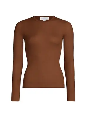 Michael Kors Hutton Ribbed Cashmere Sweater Chestnut