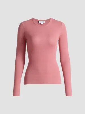 Michael Kors Hutton Ribbed Cashmere Sweater Guava