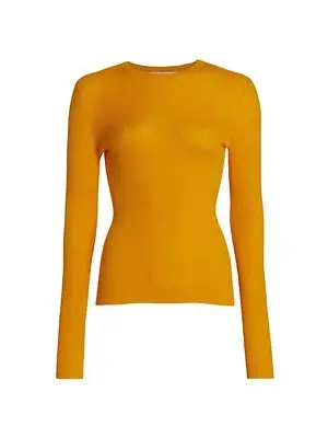 Michael Kors Hutton Ribbed Cashmere Sweater Marigold