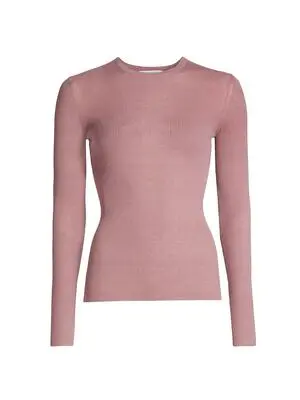 Michael Kors Hutton Ribbed Cashmere Sweater Mauve