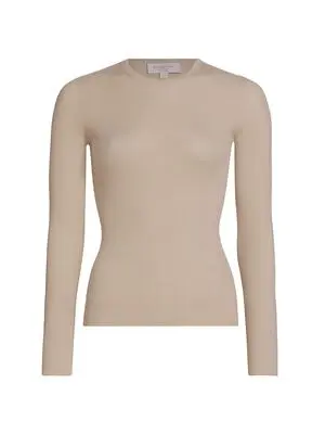Michael Kors Hutton Ribbed Cashmere Sweater Oatmeal