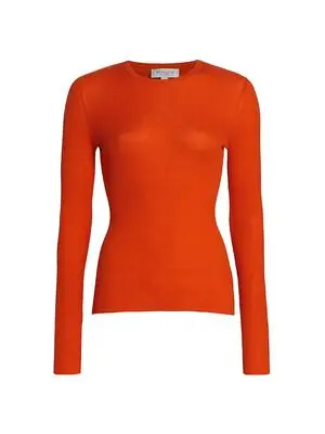 Michael Kors Hutton Ribbed Cashmere Sweater Orange