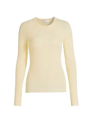 Michael Kors Hutton Ribbed Cashmere Sweater Parchment