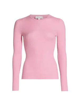 Michael Kors Hutton Ribbed Cashmere Sweater Rose