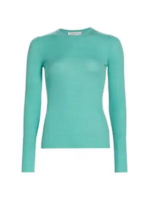 Michael Kors Hutton Ribbed Cashmere Sweater Seafoam