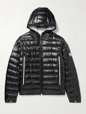 Moncler Galion Logo-appliquéd Quilted Glossed-shell Hooded Down Jacket - Black