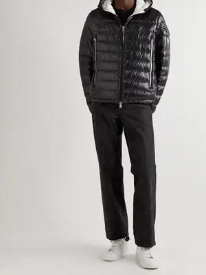Moncler Galion Logo-appliquéd Quilted Glossed-shell Hooded Down Jacket - Black
