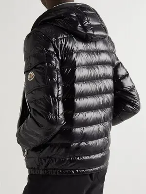 Moncler Galion Logo-appliquéd Quilted Glossed-shell Hooded Down Jacket - Black