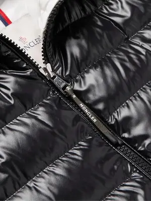 Moncler Galion Logo-appliquéd Quilted Glossed-shell Hooded Down Jacket - Black