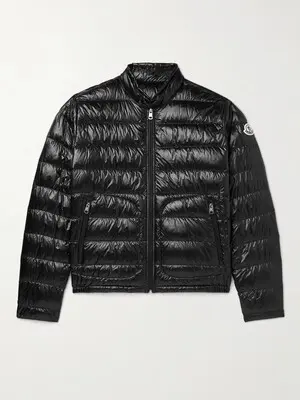 Moncler Acorus Logo-appliquéd Quilted Glossed-shell Down Jacket - Black