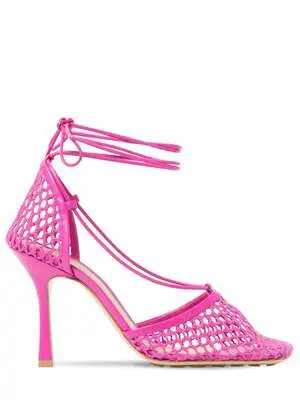 Bottega Veneta 90mm Stretch Mesh & Leather Pumps - Hollyhock